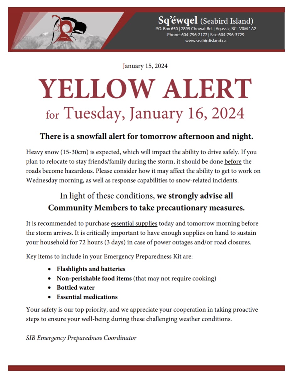 Notices - Seabird Island Band